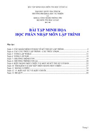 Bài tập minh họa học phần Nhập môn lập trình - Tuần 3: Các khái niệm cơ bản về kỹ thuật lập trình