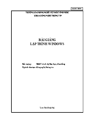Bài giảng Lập trình Windows
