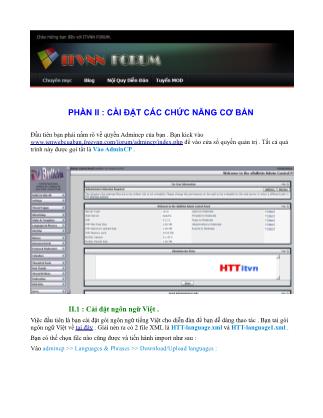 Hướng dẫn tự thiết kế forum VBB 4.x - Phần 2: Cài đặt các chức năng cơ bản