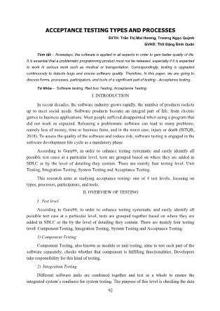 Acceptance testing types and processes