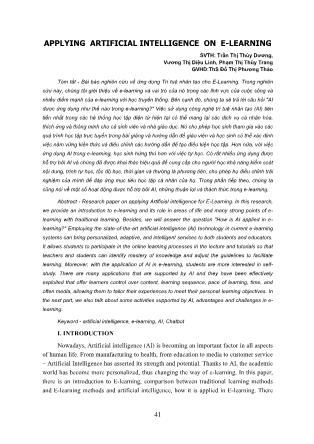 Applying artificial intelligence on e-learning