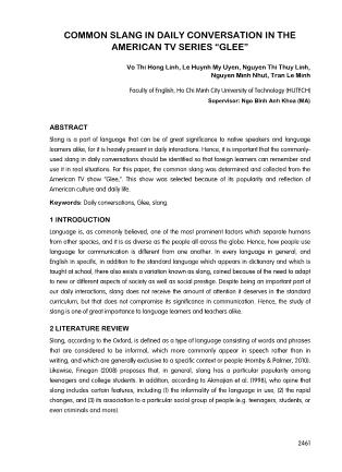 Common slang in daily conversation in the american tv series “Glee”