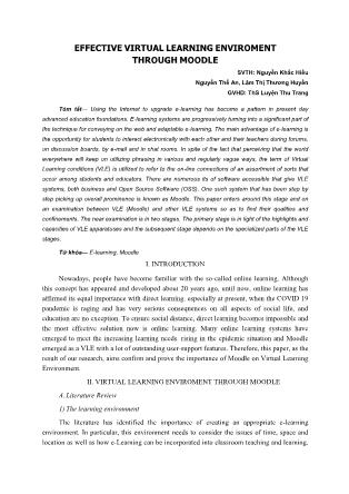 Effective virtual learning enviroment through moodle