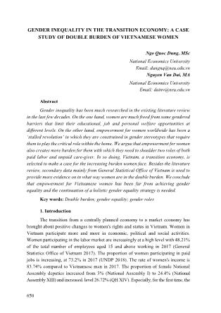 Gender inequality in the transition economy: A case study of double ...