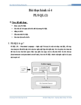 Giáo trình Bảo mật hệ thống thông tin - Bài thực hành số 4: PL/SQL (1)