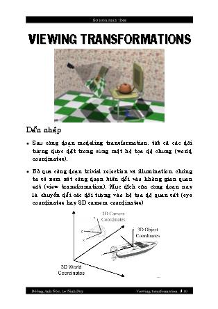 Giáo trình Đồ họa máy tính - Bài: Viewing transformations - Dương Anh Đức, Lê Đình Huy