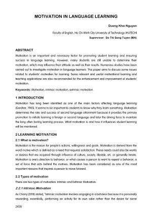 Motivation in language learning