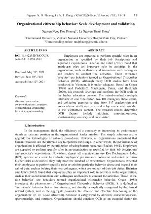 Organizational citizenship behavior: Scale development and validation