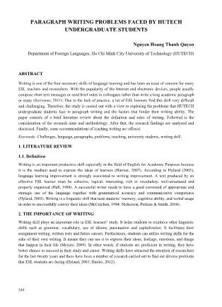 Paragraph writing problems faced by hutech undergraduate students