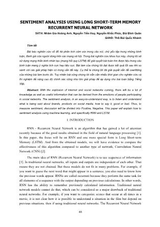 Sentiment analysis using long short-term memory recurrent neural network